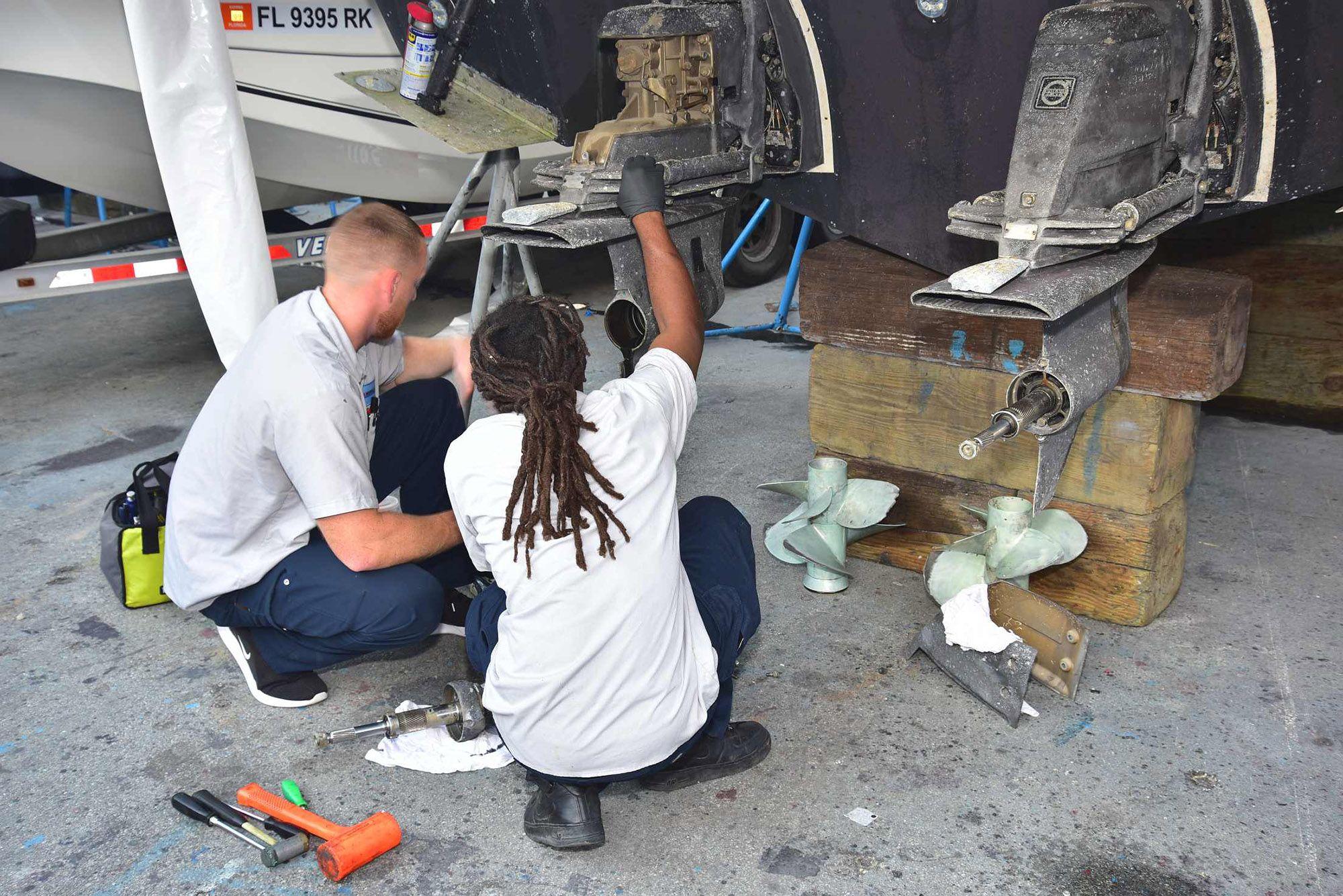 RMK Merrill-Stevens boat mechanic inspects and repairs